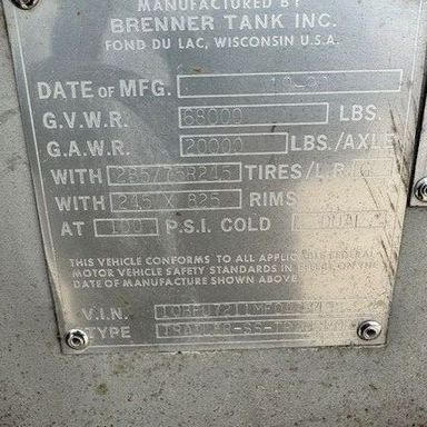 1991 BRENNER TANK INC. CHEMICAL | KAG Used Equipment